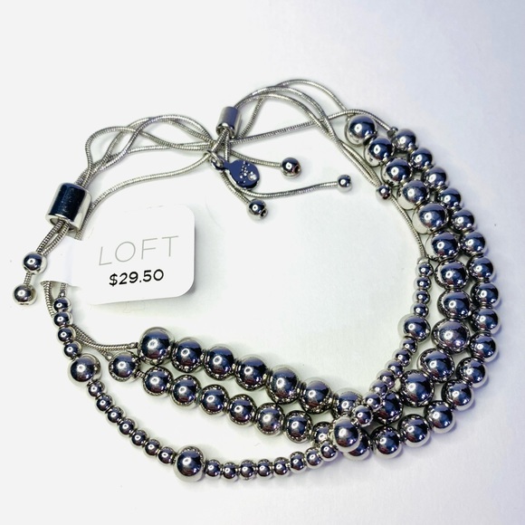 LOFT | Jewelry | New Loft Silver Adjustable Bead Bracelet Set | Poshmark